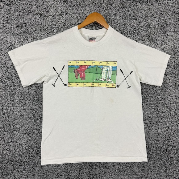 Oneita | Shirts | Vintage Golf Shirt Adult Medium 2x26 Graphic Single ...
